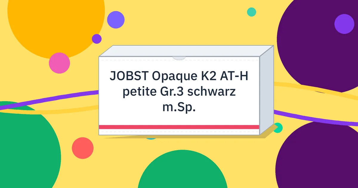 Symbolbild: Packung mit der Aufschrift JOBST Opaque K2 AT-H petite Gr.3 schwarz m.Sp. (PZN 13118157) – Verfügbarkeit und Bezug in Apotheken in Frankfurt am Main