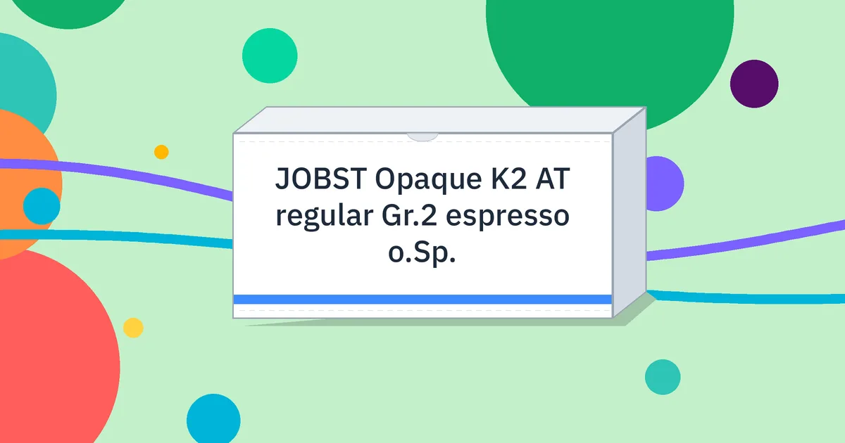 Symbolbild: Packung mit der Aufschrift JOBST Opaque K2 AT regular Gr.2 espresso o.Sp. (PZN 16289965) – Verfügbarkeit und Bezug in Apotheken in Frankfurt am Main
