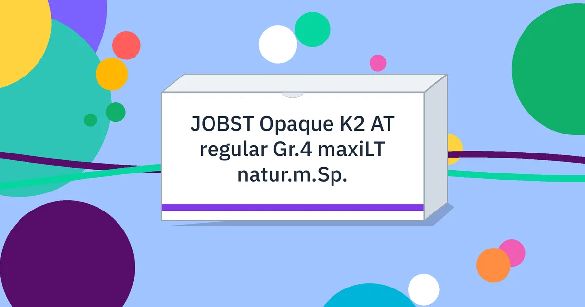 Symbolbild: Packung mit der Aufschrift JOBST Opaque K2 AT regular Gr.4 maxiLT natur.m.Sp. (PZN 13121656) – Verfügbarkeit und Bezug in Apotheken in Frankfurt am Main