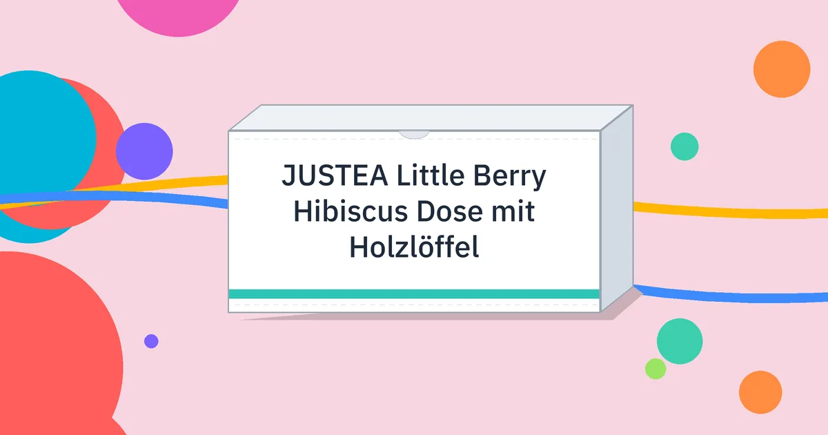 Symbolbild: Packung mit der Aufschrift JUSTEA Little Berry Hibiscus Dose mit Holzlöffel (PZN 15419710) – Verfügbarkeit und Bezug in Apotheken in Frankfurt am Main