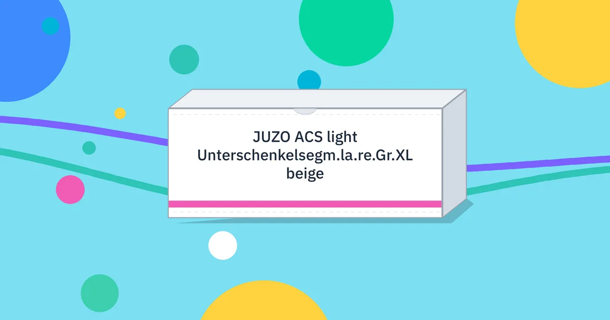 Symbolbild: Packung mit der Aufschrift JUZO ACS light Unterschenkelsegm.la.re.Gr.XL beige (PZN 13885543) – Verfügbarkeit und Bezug in Apotheken in Frankfurt am Main