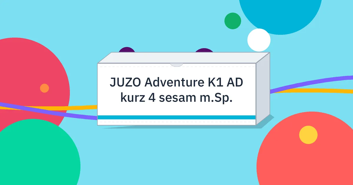 Symbolbild: Packung mit der Aufschrift JUZO Adventure K1 AD kurz 4 sesam m.Sp. (PZN 16493631) – Verfügbarkeit und Bezug in Apotheken in Frankfurt am Main