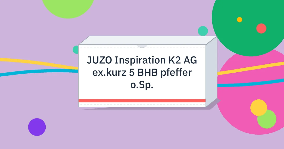 Symbolbild: Packung mit der Aufschrift JUZO Inspiration K2 AG ex.kurz 5 BHB pfeffer o.Sp. (PZN 14835978) – Verfügbarkeit und Bezug in Apotheken in Frankfurt am Main