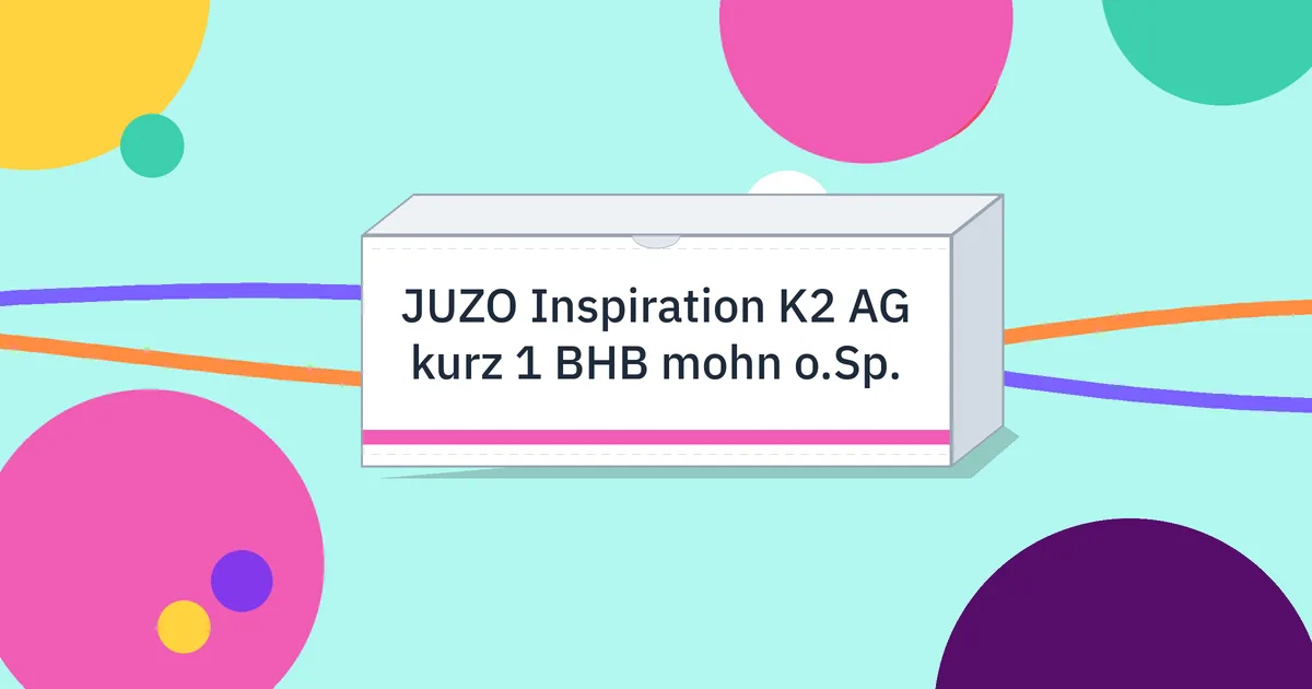 Symbolbild: Packung mit der Aufschrift JUZO Inspiration K2 AG kurz 1 BHB mohn o.Sp. (PZN 14835033) – Verfügbarkeit und Bezug in Apotheken in Frankfurt am Main