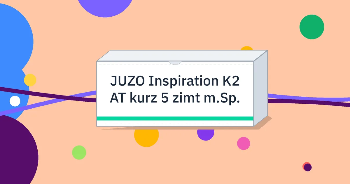 Symbolbild: Packung mit der Aufschrift JUZO Inspiration K2 AT kurz 5 zimt m.Sp. (PZN 14931498) – Verfügbarkeit und Bezug in Apotheken in Frankfurt am Main