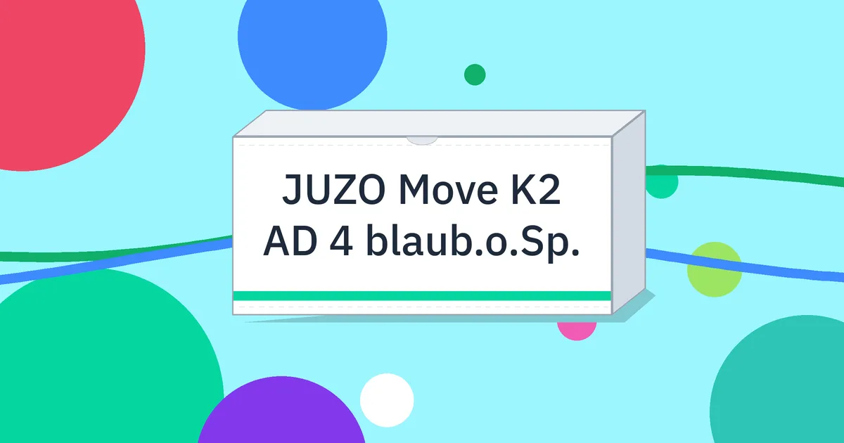 Symbolbild: Packung mit der Aufschrift JUZO Move K2 AD 4 blaub.o.Sp. (PZN 18539490) – Verfügbarkeit und Bezug in Apotheken in Frankfurt am Main