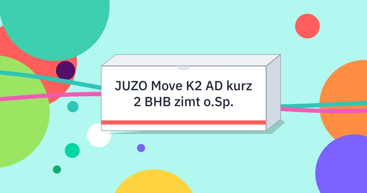 Symbolbild: Packung mit der Aufschrift JUZO Move K2 AD kurz 2 BHB zimt o.Sp. (PZN 18509572) – Verfügbarkeit und Bezug in Apotheken in Frankfurt am Main