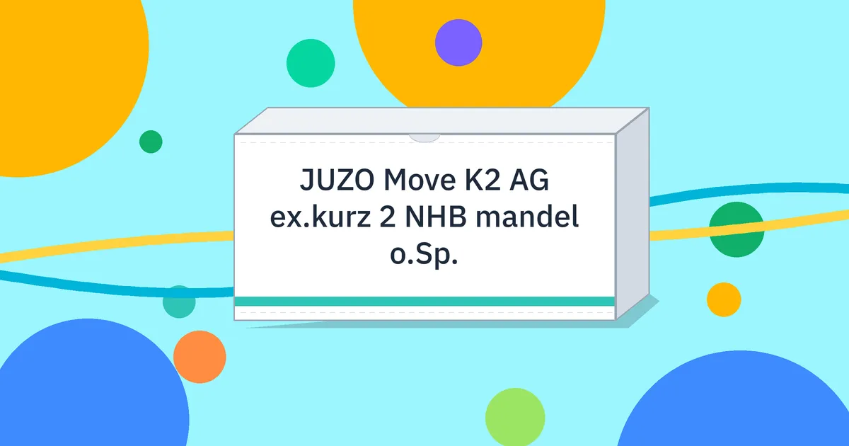 Symbolbild: Packung mit der Aufschrift JUZO Move K2 AG ex.kurz 2 NHB mandel o.Sp. (PZN 16639098) – Verfügbarkeit und Bezug in Apotheken in Frankfurt am Main