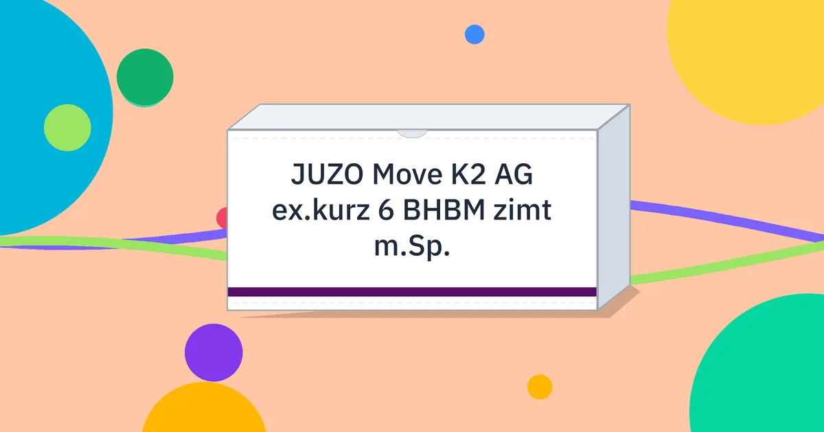 Symbolbild: Packung mit der Aufschrift JUZO Move K2 AG ex.kurz 6 BHBM zimt m.Sp. (PZN 18532571) – Verfügbarkeit und Bezug in Apotheken in Frankfurt am Main