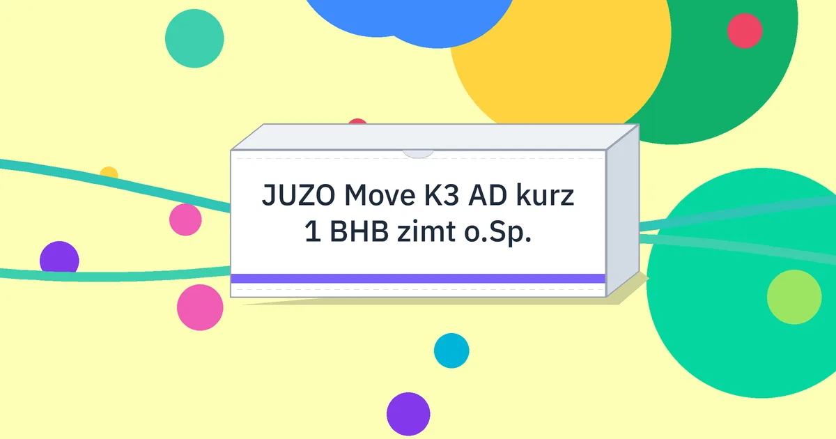 Symbolbild: Packung mit der Aufschrift JUZO Move K3 AD kurz 1 BHB zimt o.Sp. (PZN 18568994) – Verfügbarkeit und Bezug in Apotheken in Frankfurt am Main
