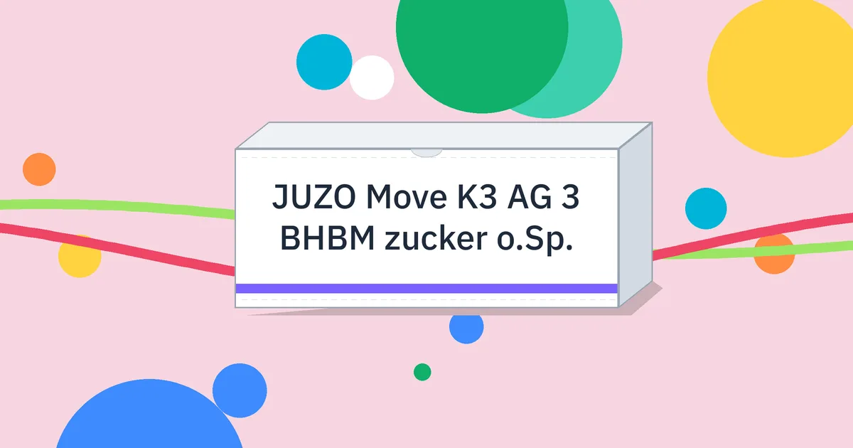 Symbolbild: Packung mit der Aufschrift JUZO Move K3 AG 3 BHBM zucker o.Sp. (PZN 18577958) – Verfügbarkeit und Bezug in Apotheken in Frankfurt am Main