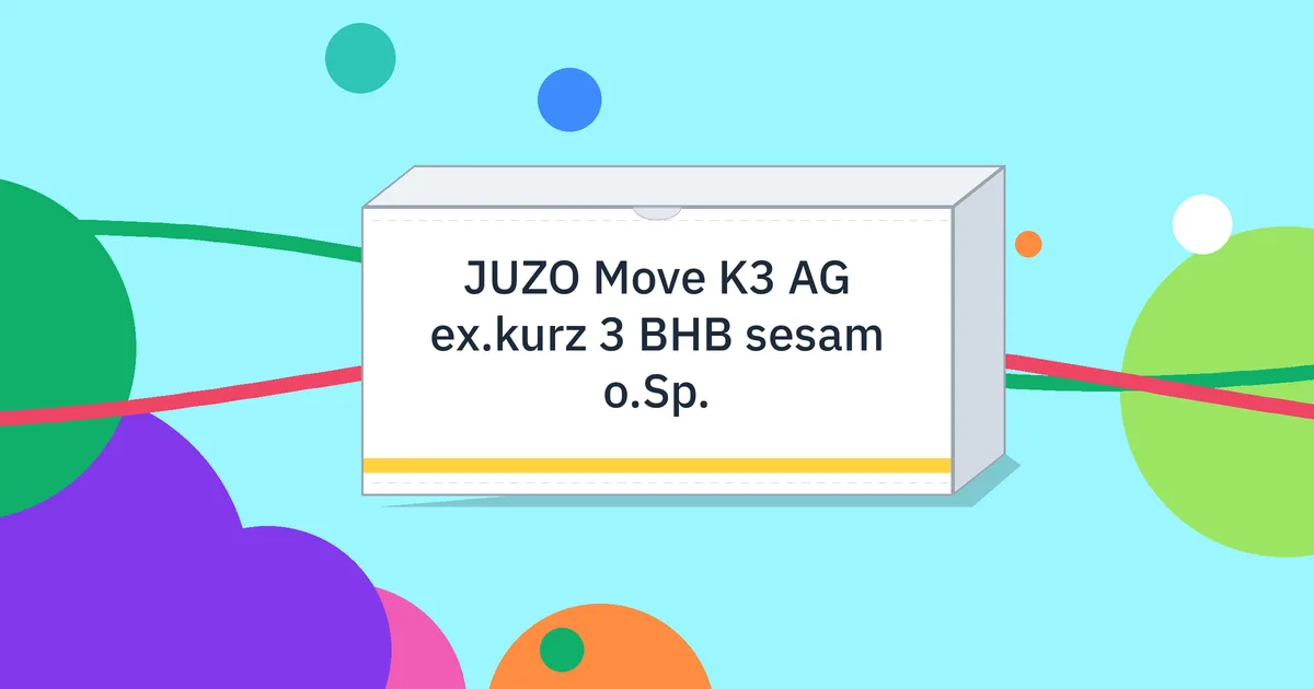 Symbolbild: Packung mit der Aufschrift JUZO Move K3 AG ex.kurz 3 BHB sesam o.Sp. (PZN 18585610) – Verfügbarkeit und Bezug in Apotheken in Frankfurt am Main