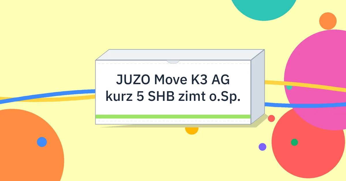 Symbolbild: Packung mit der Aufschrift JUZO Move K3 AG kurz 5 SHB zimt o.Sp. (PZN 18581368) – Verfügbarkeit und Bezug in Apotheken in Frankfurt am Main