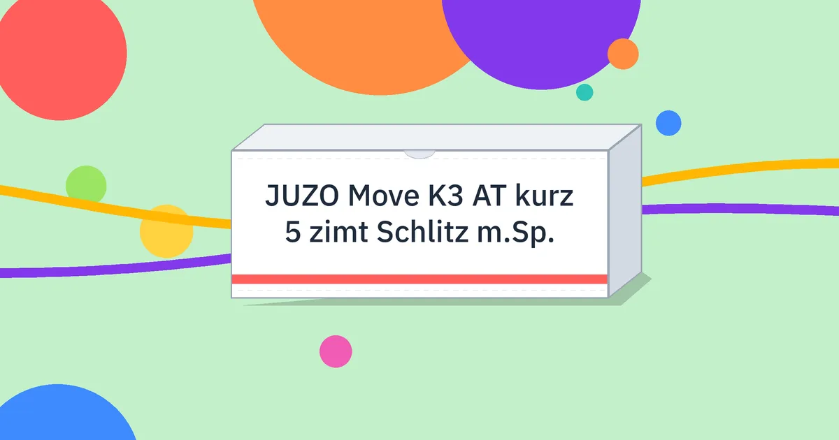 Symbolbild: Packung mit der Aufschrift JUZO Move K3 AT kurz 5 zimt Schlitz m.Sp. (PZN 20684101) – Verfügbarkeit und Bezug in Apotheken in Frankfurt am Main