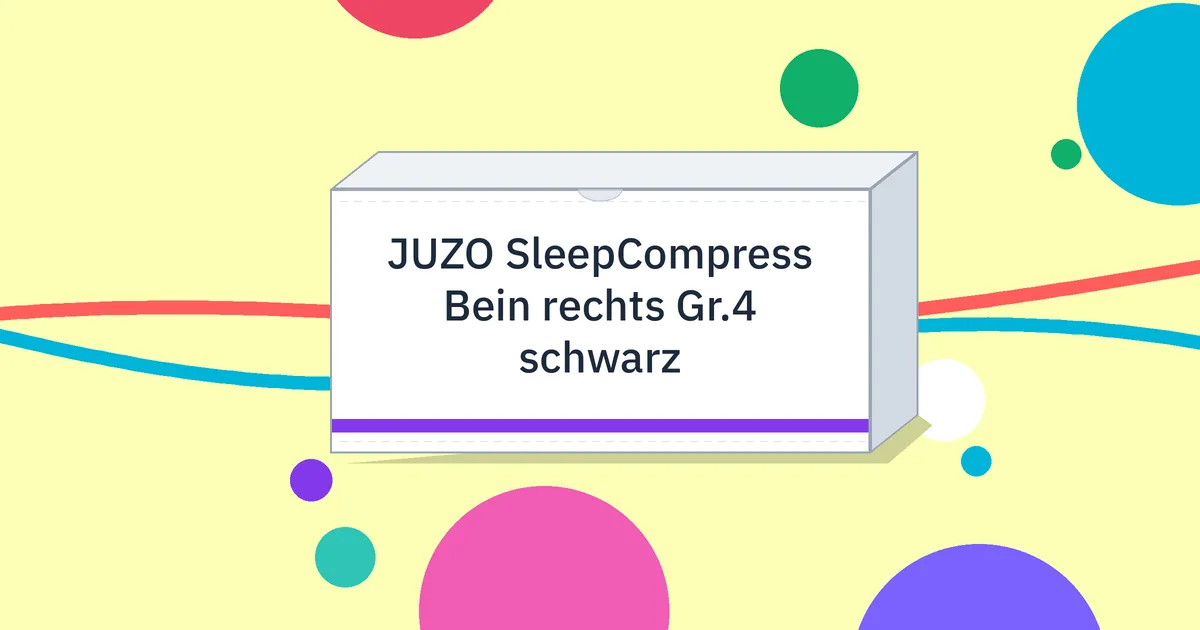 Symbolbild: Packung mit der Aufschrift JUZO SleepCompress Bein rechts Gr.4 schwarz (PZN 19622796) – Verfügbarkeit und Bezug in Apotheken in Frankfurt am Main