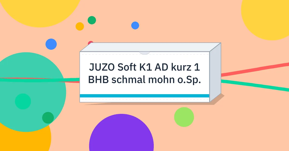 Symbolbild: Packung mit der Aufschrift JUZO Soft K1 AD kurz 1 BHB schmal mohn o.Sp. (PZN 15463941) – Verfügbarkeit und Bezug in Apotheken in Frankfurt am Main