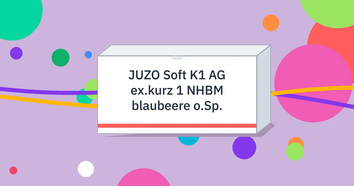 Symbolbild: Packung mit der Aufschrift JUZO Soft K1 AG ex.kurz 1 NHBM blaubeere o.Sp. (PZN 15000365) – Verfügbarkeit und Bezug in Apotheken in Frankfurt am Main