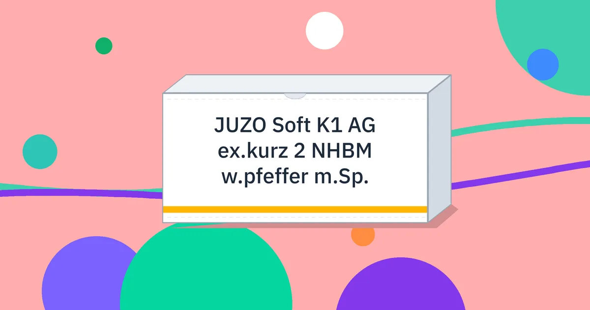 Symbolbild: Packung mit der Aufschrift JUZO Soft K1 AG ex.kurz 2 NHBM w.pfeffer m.Sp. (PZN 15017182) – Verfügbarkeit und Bezug in Apotheken in Frankfurt am Main