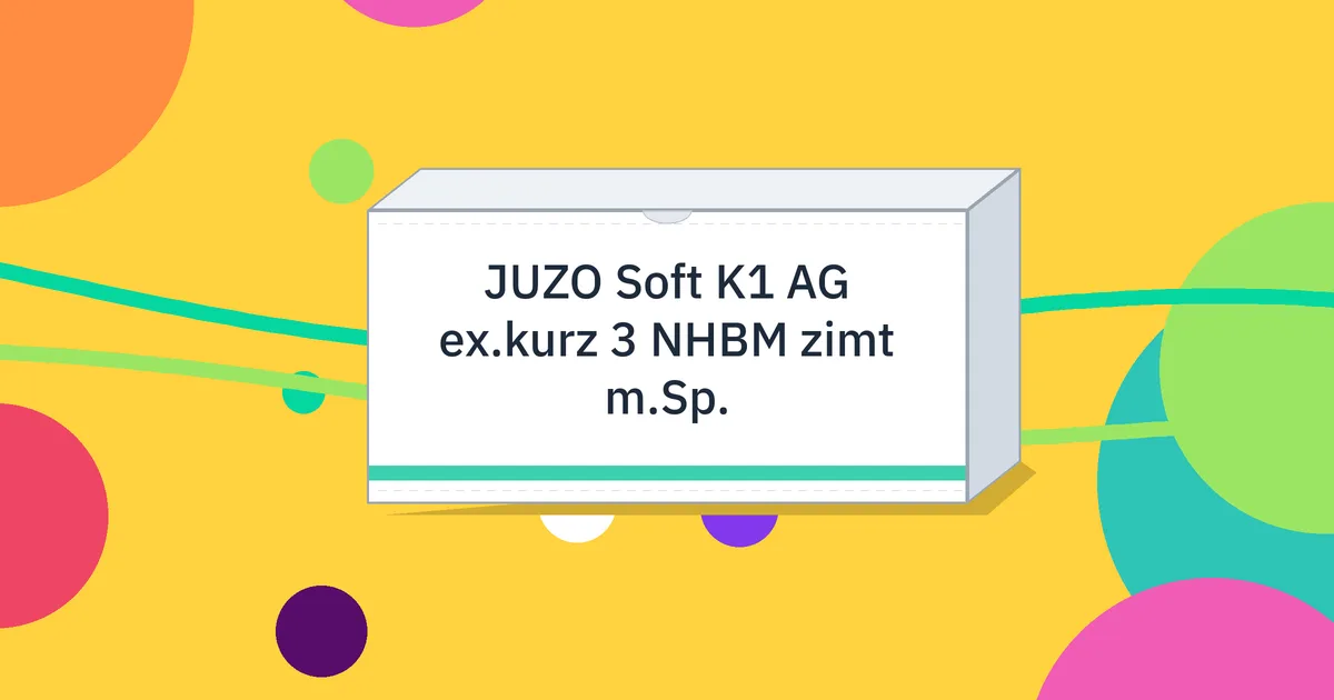 Symbolbild: Packung mit der Aufschrift JUZO Soft K1 AG ex.kurz 3 NHBM zimt m.Sp. (PZN 15000721) – Verfügbarkeit und Bezug in Apotheken in Frankfurt am Main