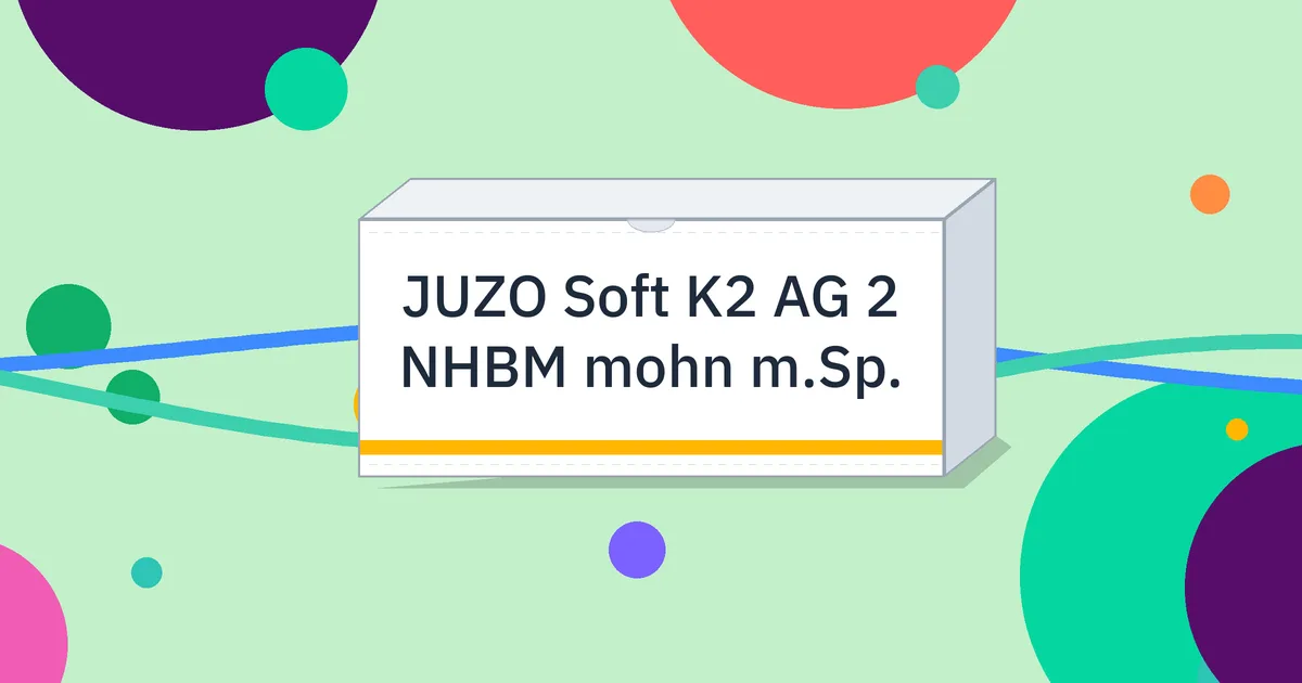 Symbolbild: Packung mit der Aufschrift JUZO Soft K2 AG 2 NHBM mohn m.Sp. (PZN 15018508) – Verfügbarkeit und Bezug in Apotheken in Frankfurt am Main