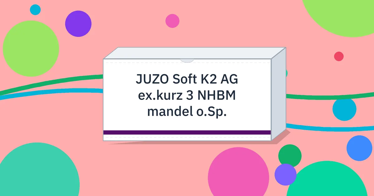 Symbolbild: Packung mit der Aufschrift JUZO Soft K2 AG ex.kurz 3 NHBM mandel o.Sp. (PZN 15002192) – Verfügbarkeit und Bezug in Apotheken in Frankfurt am Main