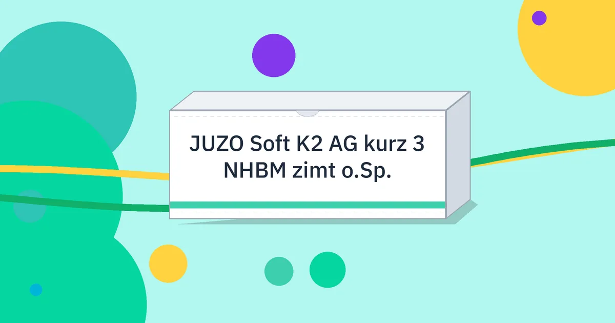 Symbolbild: Packung mit der Aufschrift JUZO Soft K2 AG kurz 3 NHBM zimt o.Sp. (PZN 14998261) – Verfügbarkeit und Bezug in Apotheken in Frankfurt am Main