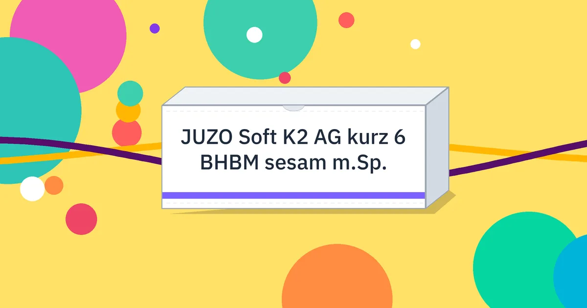 Symbolbild: Packung mit der Aufschrift JUZO Soft K2 AG kurz 6 BHBM sesam m.Sp. (PZN 14859594) – Verfügbarkeit und Bezug in Apotheken in Frankfurt am Main