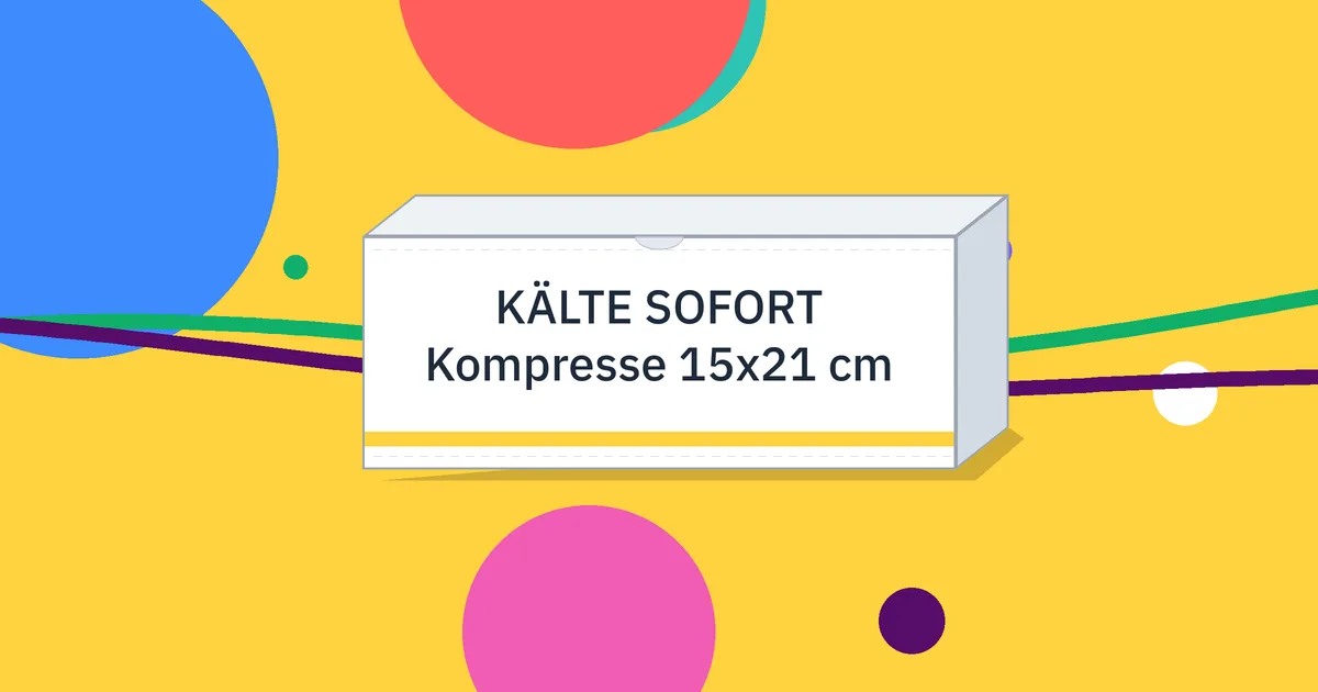 Symbolbild: Packung mit der Aufschrift KÄLTE SOFORT Kompresse 15x21 cm (PZN 04665340) – Verfügbarkeit und Bezug in Apotheken in Frankfurt am Main