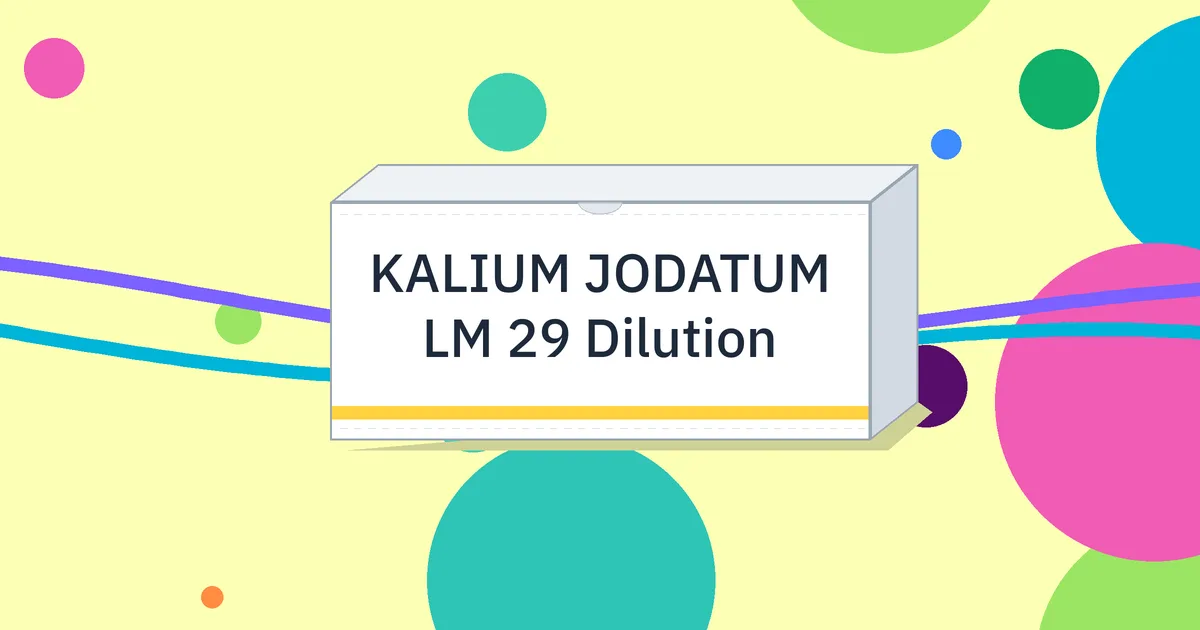 Symbolbild: Packung mit der Aufschrift KALIUM JODATUM LM 29 Dilution (PZN 12922609) – Verfügbarkeit und Bezug in Apotheken in Frankfurt am Main