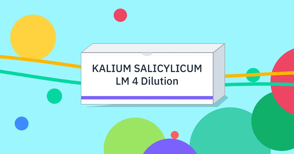 Symbolbild: Packung mit der Aufschrift KALIUM SALICYLICUM LM 4 Dilution (PZN 12925341) – Verfügbarkeit und Bezug in Apotheken in Frankfurt am Main