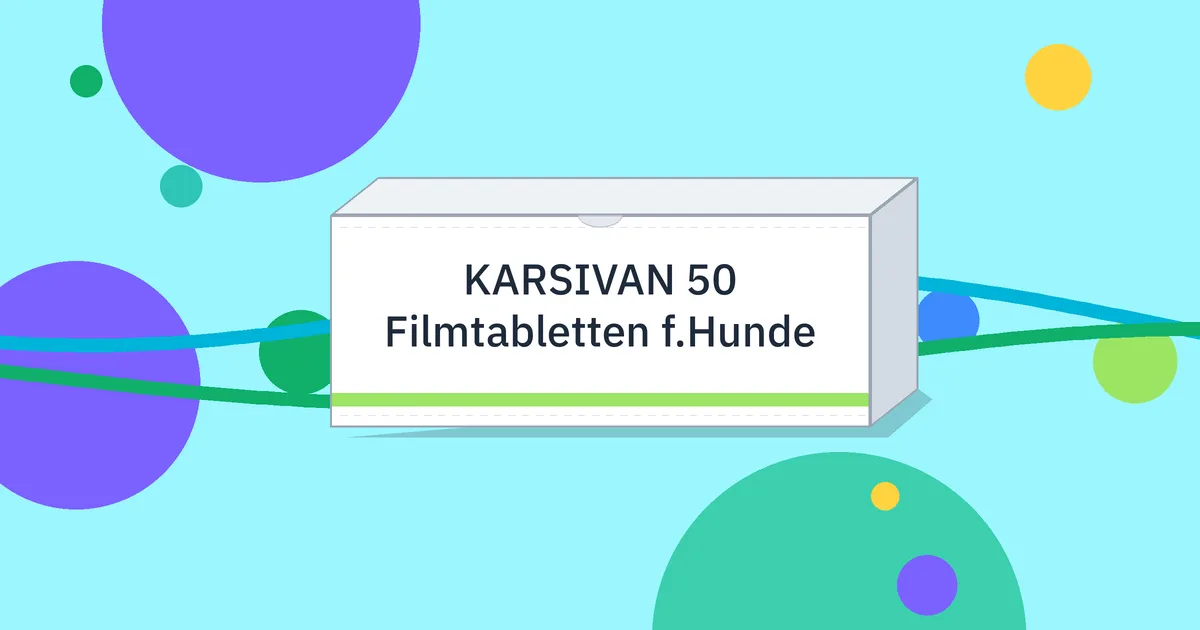 Symbolbild: Packung mit der Aufschrift KARSIVAN 50 Filmtabletten f.Hunde (PZN 03069995) – Verfügbarkeit und Bezug in Apotheken in Frankfurt am Main