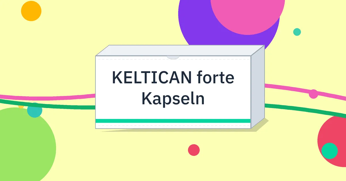 Symbolbild: Packung mit der Aufschrift KELTICAN forte Kapseln (PZN 01712263) – Verfügbarkeit und Bezug in Apotheken in Frankfurt am Main