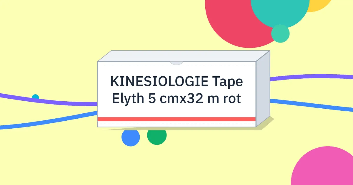 Symbolbild: Packung mit der Aufschrift KINESIOLOGIE Tape Elyth 5 cmx32 m rot (PZN 10735866) – Verfügbarkeit und Bezug in Apotheken in Frankfurt am Main