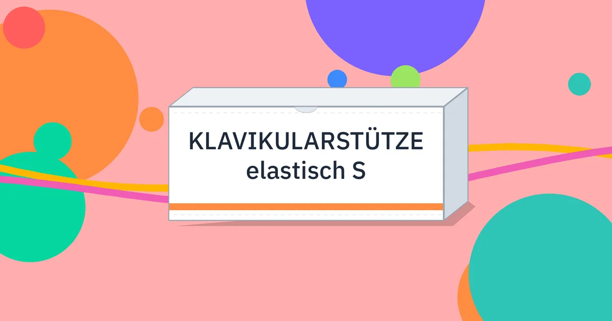 Symbolbild: Packung mit der Aufschrift KLAVIKULARSTÜTZE elastisch S (PZN 19069359) – Verfügbarkeit und Bezug in Apotheken in Frankfurt am Main