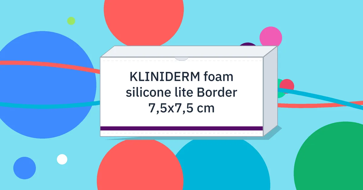 Symbolbild: Packung mit der Aufschrift KLINIDERM foam silicone lite Border 7,5x7,5 cm (PZN 16245034) – Verfügbarkeit und Bezug in Apotheken in Frankfurt am Main