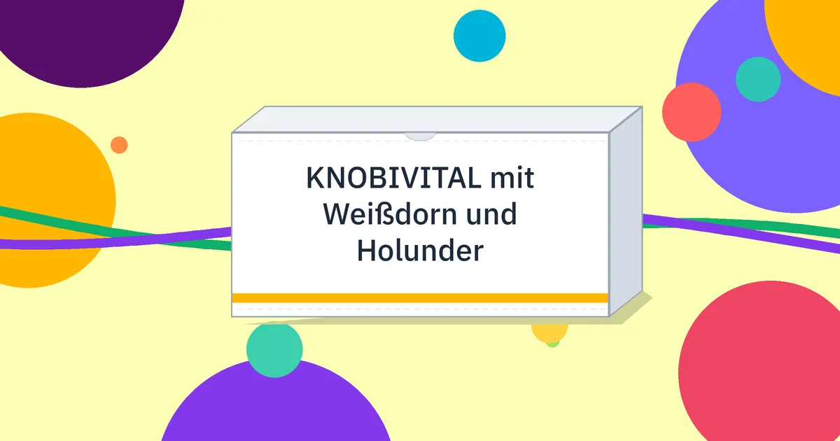 Symbolbild: Packung mit der Aufschrift KNOBIVITAL mit Weißdorn und Holunder (PZN 07748552) – Verfügbarkeit und Bezug in Apotheken in Frankfurt am Main