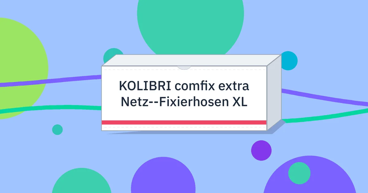 Symbolbild: Packung mit der Aufschrift KOLIBRI comfix extra Netz--Fixierhosen XL (PZN 12498643) – Verfügbarkeit und Bezug in Apotheken in Frankfurt am Main