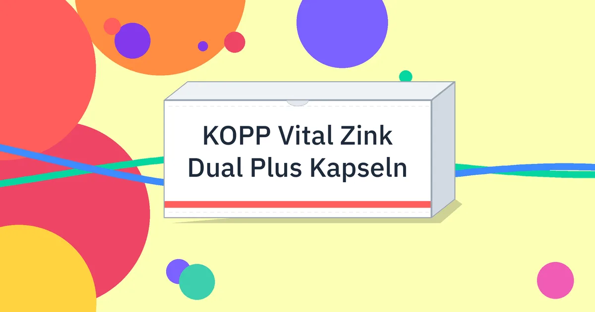 Symbolbild: Packung mit der Aufschrift KOPP Vital Zink Dual Plus Kapseln (PZN 18811207) – Verfügbarkeit und Bezug in Apotheken in Frankfurt am Main