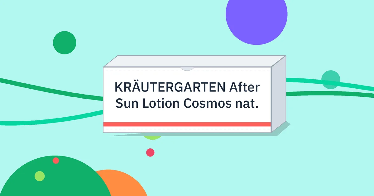 Symbolbild: Packung mit der Aufschrift KRÄUTERGARTEN After Sun Lotion Cosmos nat. (PZN 15816807) – Verfügbarkeit und Bezug in Apotheken in Frankfurt am Main