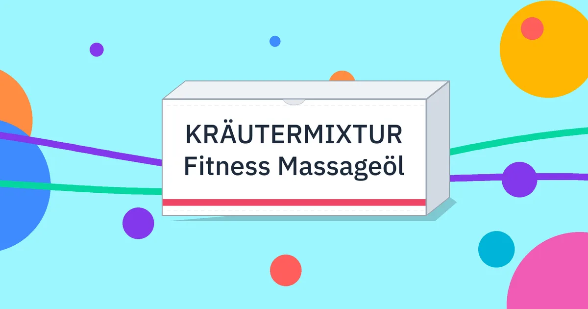 Symbolbild: Packung mit der Aufschrift KRÄUTERMIXTUR Fitness Massageöl (PZN 15329527) – Verfügbarkeit und Bezug in Apotheken in Frankfurt am Main