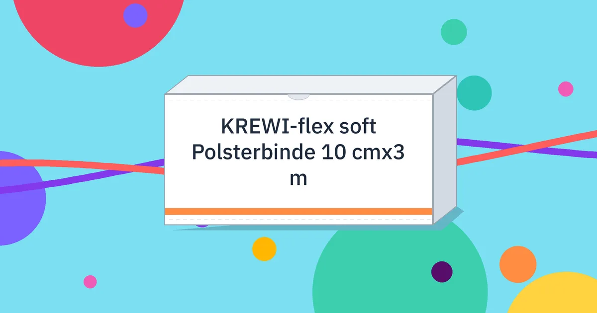 Symbolbild: Packung mit der Aufschrift KREWI-flex soft Polsterbinde 10 cmx3 m (PZN 18266827) – Verfügbarkeit und Bezug in Apotheken in Frankfurt am Main