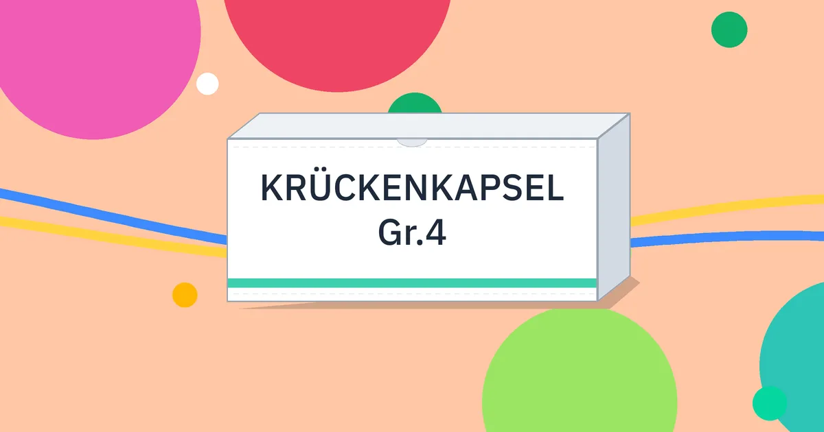 Symbolbild: Packung mit der Aufschrift KRÜCKENKAPSEL Gr.4 (PZN 00069173) – Verfügbarkeit und Bezug in Apotheken in Frankfurt am Main