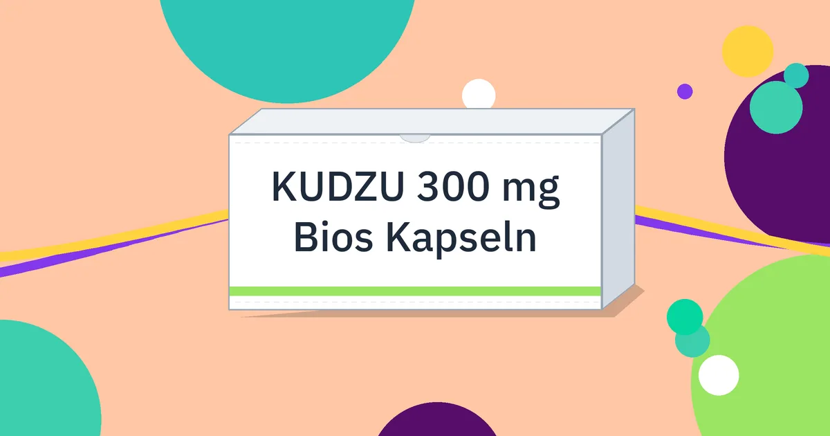 Symbolbild: Packung mit der Aufschrift KUDZU 300 mg Bios Kapseln (PZN 05897555) – Verfügbarkeit und Bezug in Apotheken in Frankfurt am Main