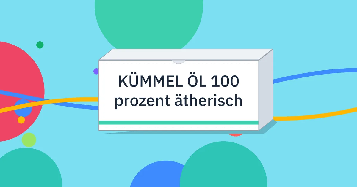 Symbolbild: Packung mit der Aufschrift KÜMMEL ÖL 100 prozent ätherisch (PZN 07205751) – Verfügbarkeit und Bezug in Apotheken in Frankfurt am Main