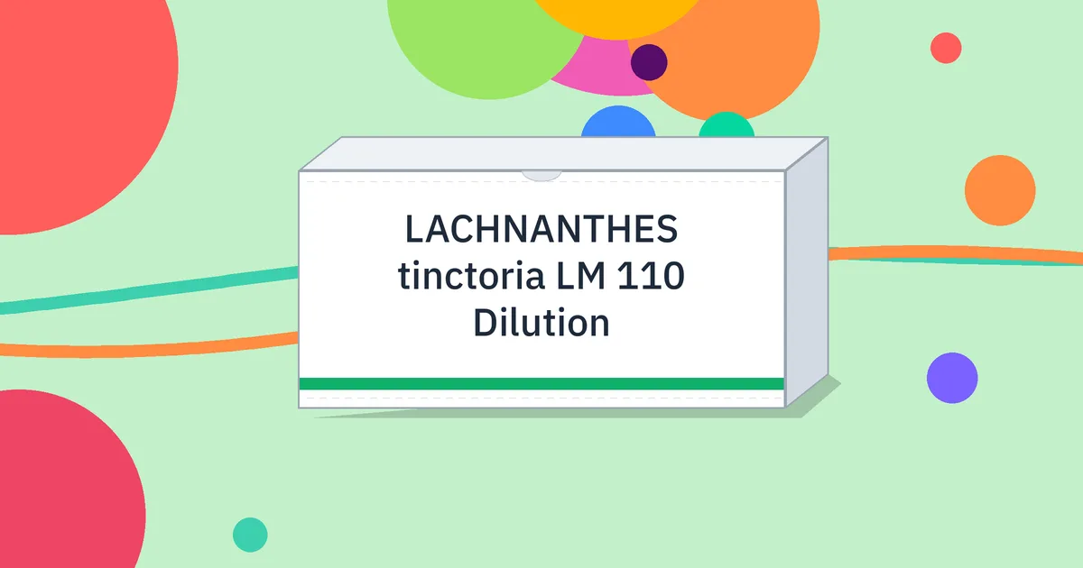 Symbolbild: Packung mit der Aufschrift LACHNANTHES tinctoria LM 110 Dilution (PZN 13520669) – Verfügbarkeit und Bezug in Apotheken in Frankfurt am Main