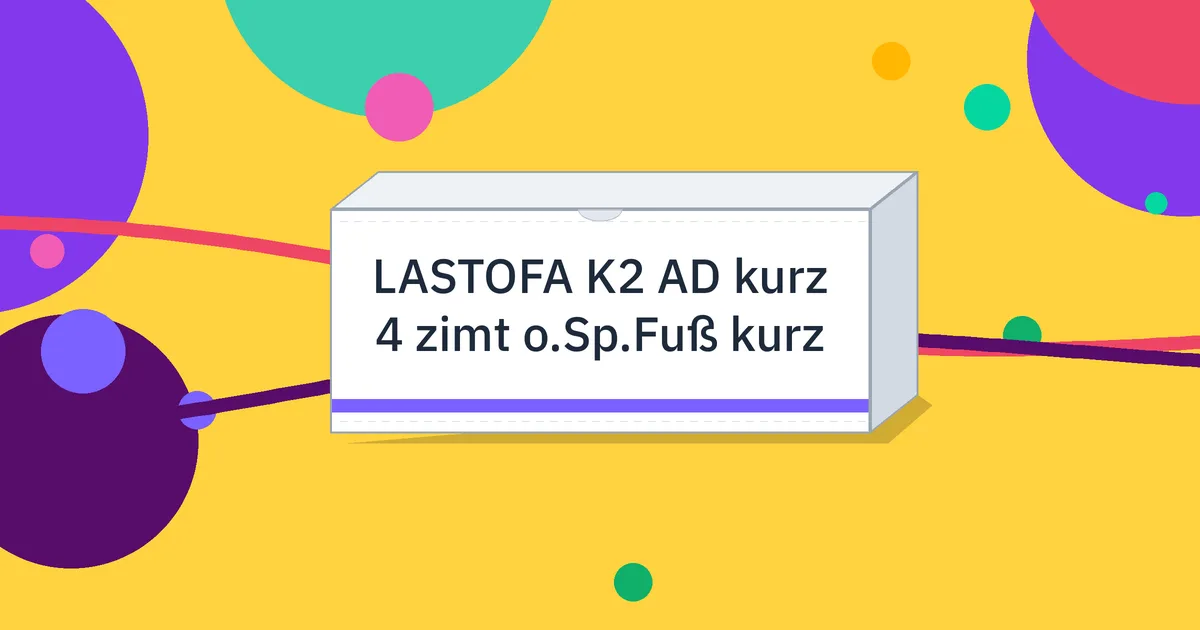 Symbolbild: Packung mit der Aufschrift LASTOFA K2 AD kurz 4 zimt o.Sp.Fuß kurz (PZN 13800601) – Verfügbarkeit und Bezug in Apotheken in Frankfurt am Main