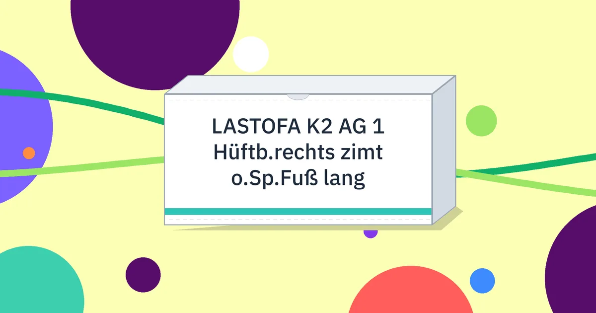 Symbolbild: Packung mit der Aufschrift LASTOFA K2 AG 1 Hüftb.rechts zimt o.Sp.Fuß lang (PZN 14152067) – Verfügbarkeit und Bezug in Apotheken in Frankfurt am Main