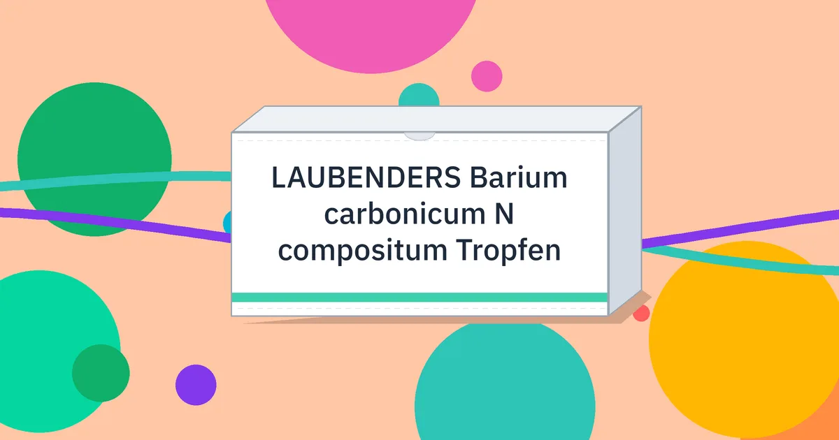 Symbolbild: Packung mit der Aufschrift LAUBENDERS Barium carbonicum N compositum Tropfen (PZN 14030513) – Verfügbarkeit und Bezug in Apotheken in Frankfurt am Main