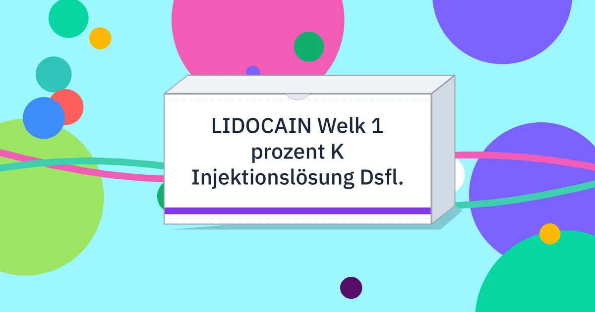 Symbolbild: Packung mit der Aufschrift LIDOCAIN Welk 1 prozent K Injektionslösung Dsfl. (PZN 07140833) – Verfügbarkeit und Bezug in Apotheken in Frankfurt am Main