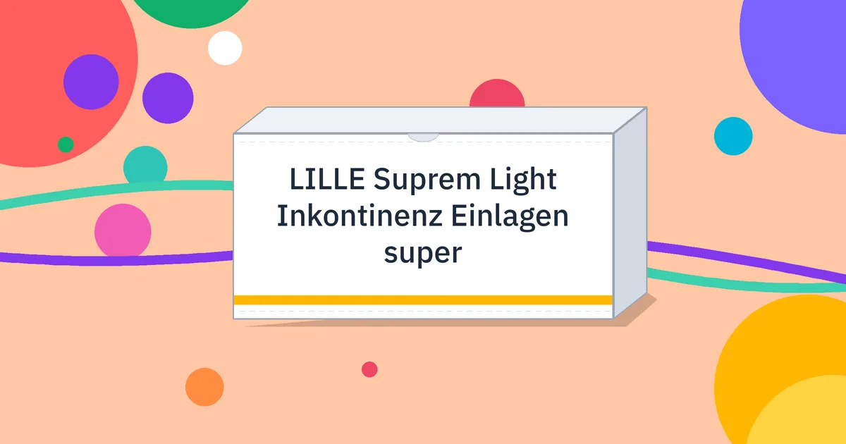 Symbolbild: Packung mit der Aufschrift LILLE Suprem Light Inkontinenz Einlagen super (PZN 19648838) – Verfügbarkeit und Bezug in Apotheken in Frankfurt am Main